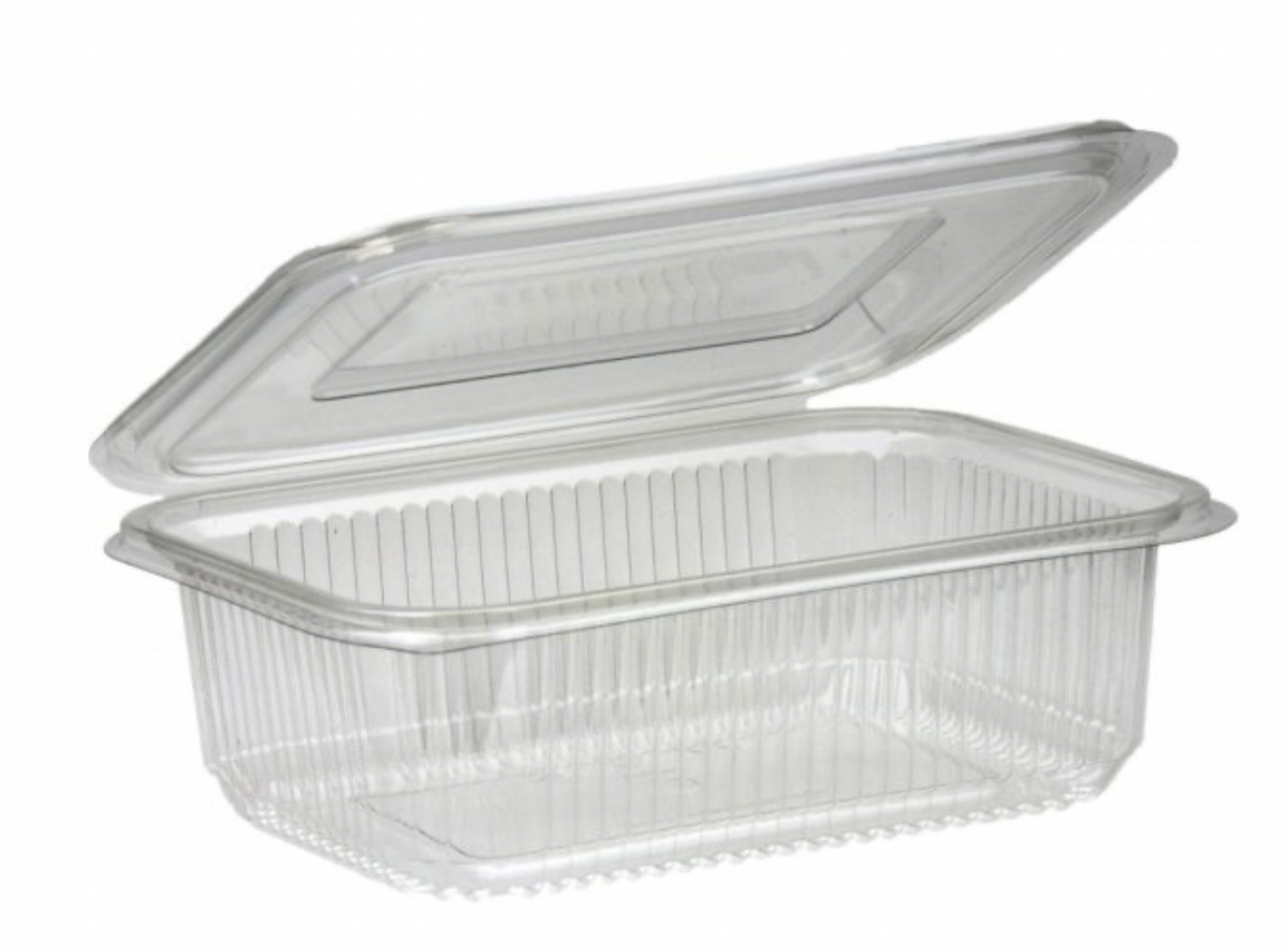 1000CC PLASTIC HINGED SALAD CONTAINERS- PACK OF 400PCS – Wholesale Catering